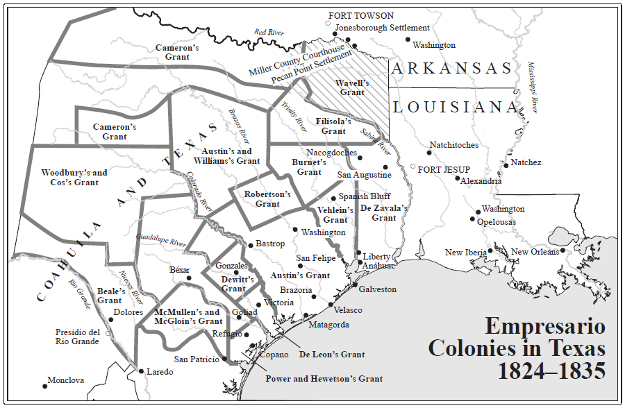 Map of Texas Empressarios (CEC)